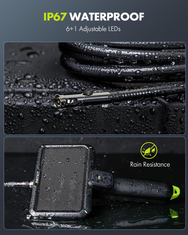 Anykit 6" IPS Screen Endoscope Camera with Light, Dual Lens Digital In
